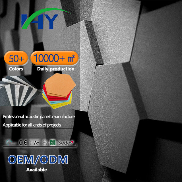 Fireproof B1 PET Hexagon Acoustic Panels with 50 Colors